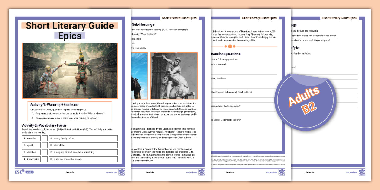 ESL Short Literary Guide (teacher made) - Twinkl