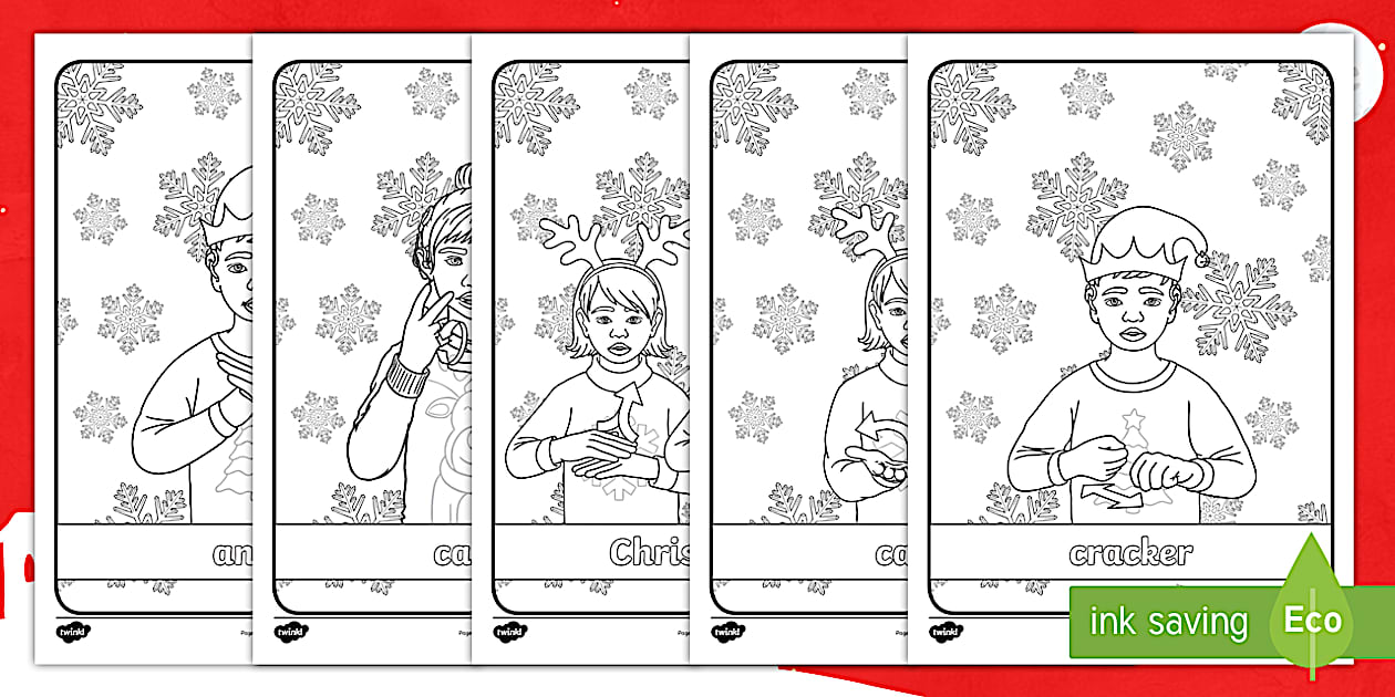Christmas BSL Mindfulness Colouring Sheets - Twinkl