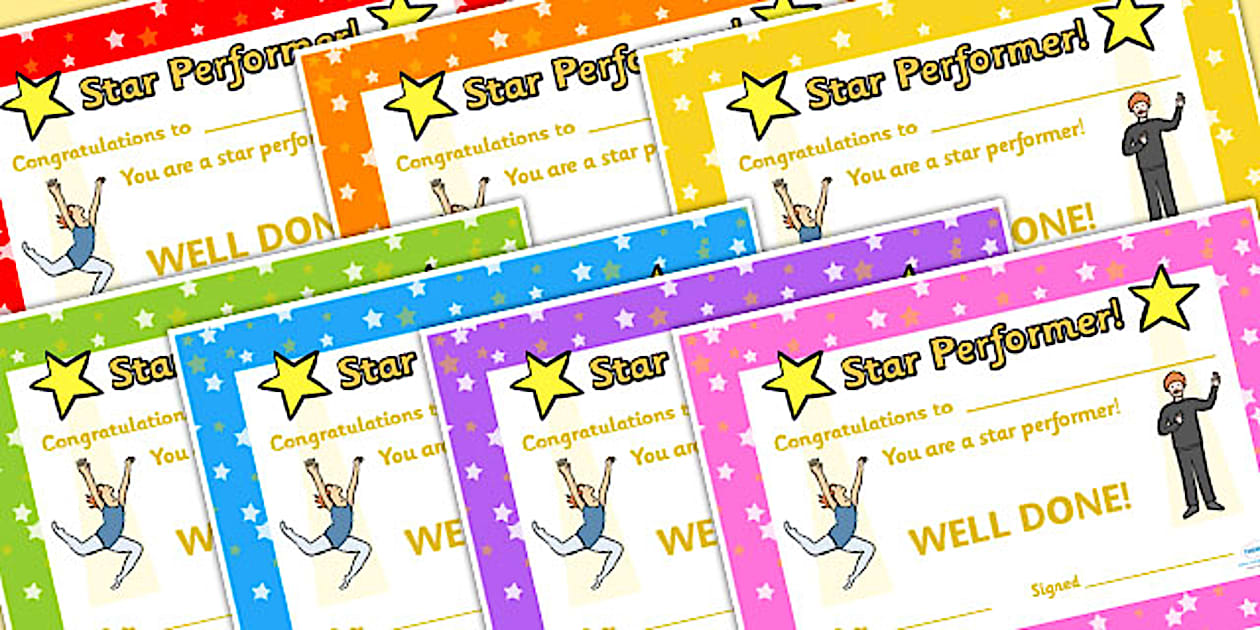 Editable Star Performance Certificates (professor feito)