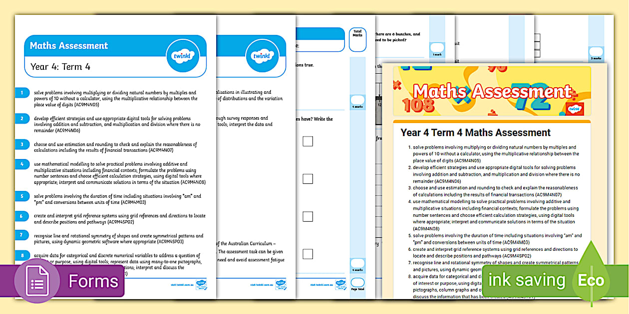 Year 4 Term 4 Maths Assessment (teacher made) - Twinkl