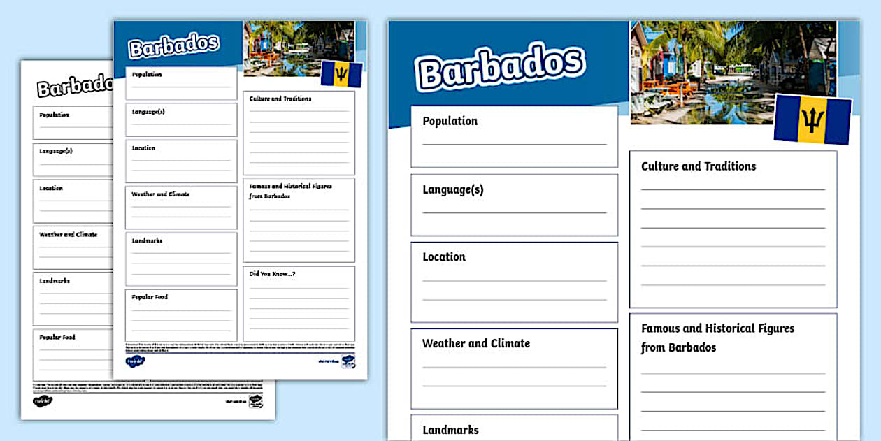 Barbados Fact File Template - Twinkl More Subjects - Twinkl