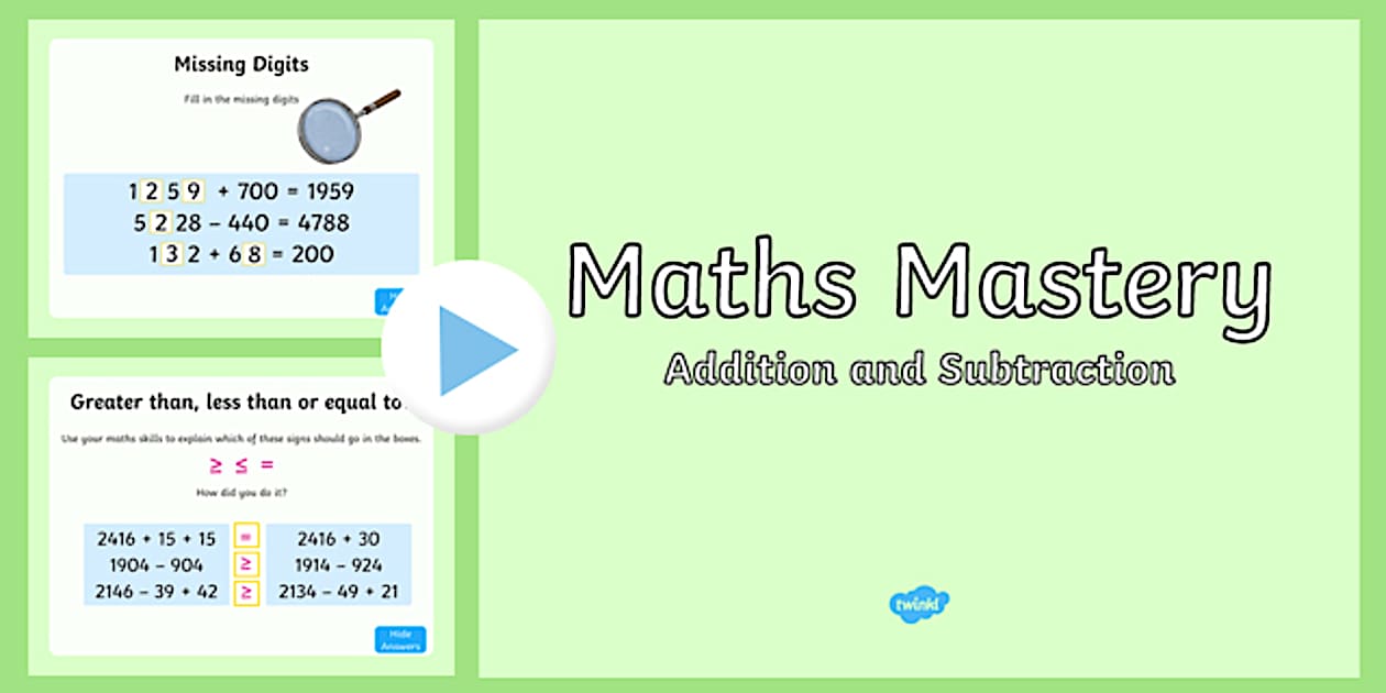 Maths Mastery Activities Year 4 Addition and Subtraction PowerPoint