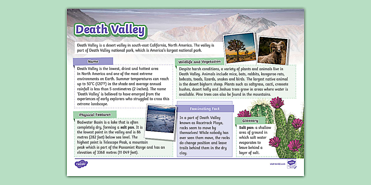 KS2 Death Valley Fact File (teacher made) - Twinkl