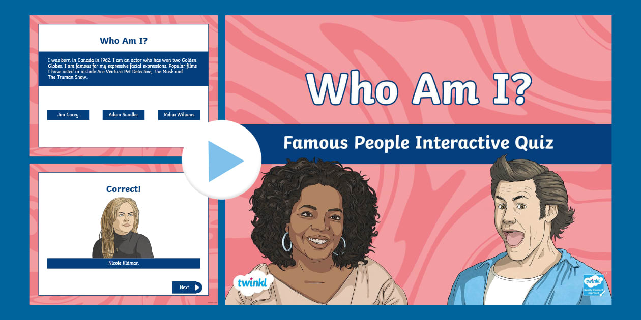 Who Am I? Famous People Interactive Quiz - Twinkl