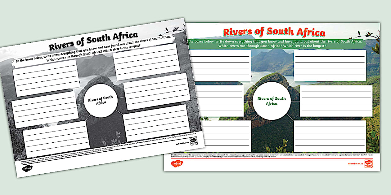 Rivers of South Africa Mind Map (teacher made) - Twinkl