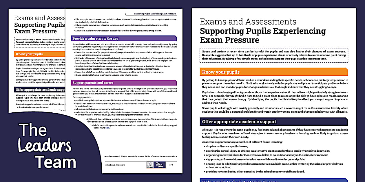 Supporting Pupils Experiencing Exam Pressure - Leaders