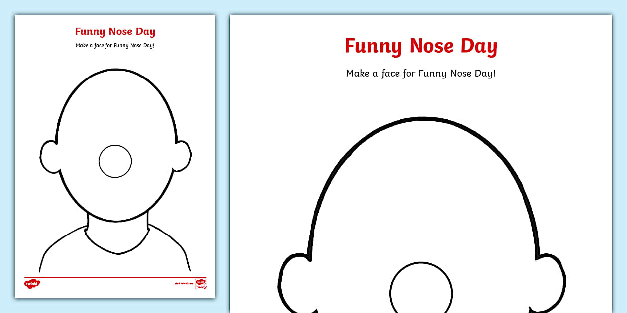 Black and White Funny Nose Day Blank Faces Worksheets