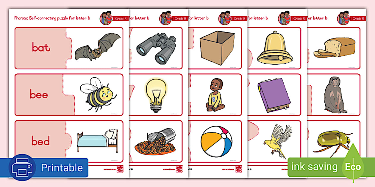 Grade R Phonics - Self-Correcting Puzzles - Letter b (CAPS)
