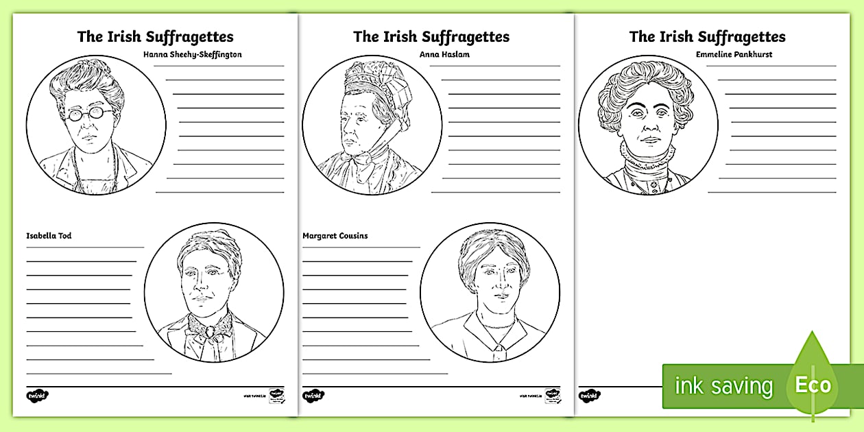 Irish Suffragettes Research Worksheets - Twinkl
