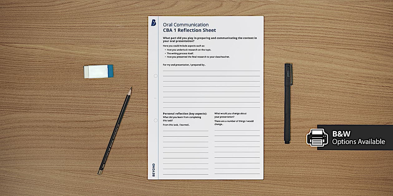 Junior Cycle CBA 1 Reflection Sheet | Twinkl Resources