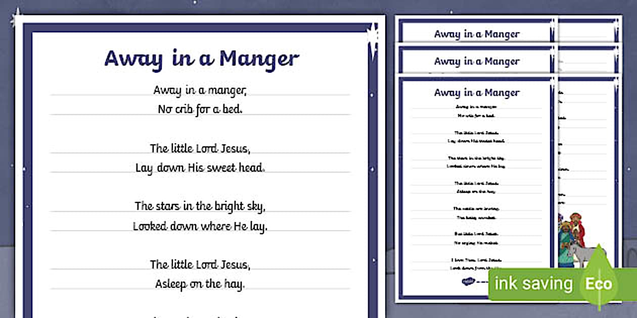 Away in A Manger Christmas Handwriting Practice Activity