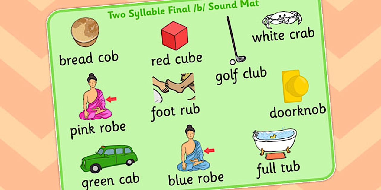 Two Syllable Final B Sound Word Mat 2 (teacher made)