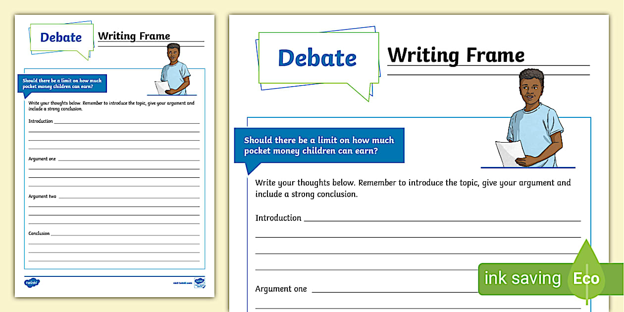 Pocket Money Debate Writing Frame,pocket money