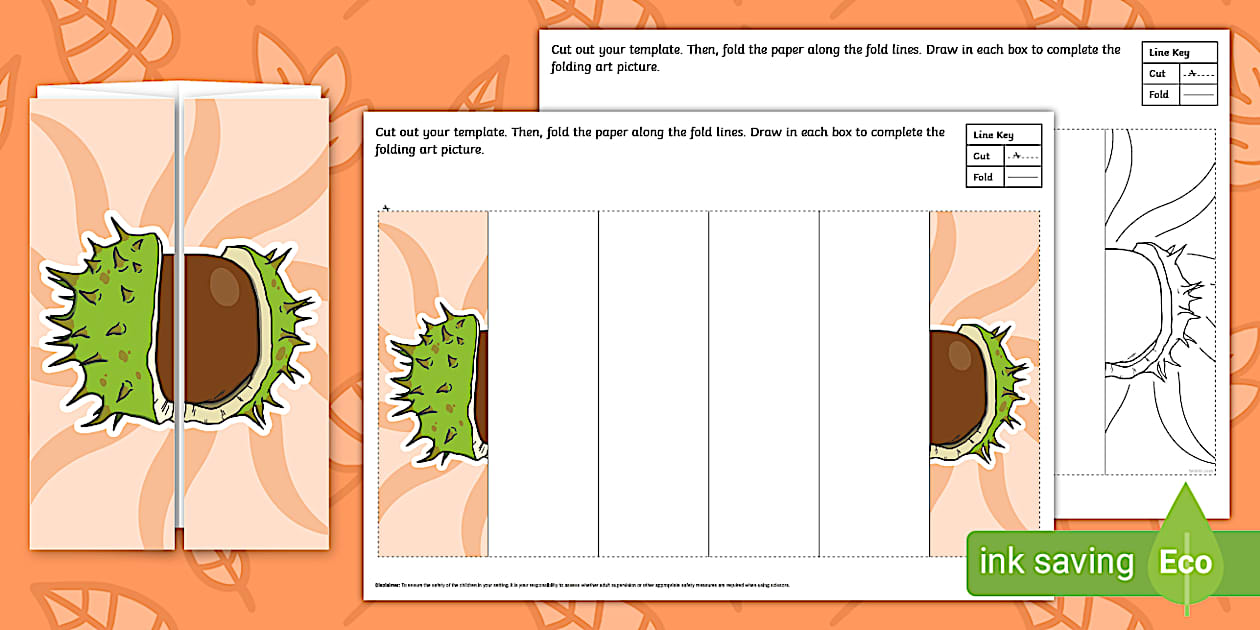 Conker Folding Art Template (teacher made) - Twinkl