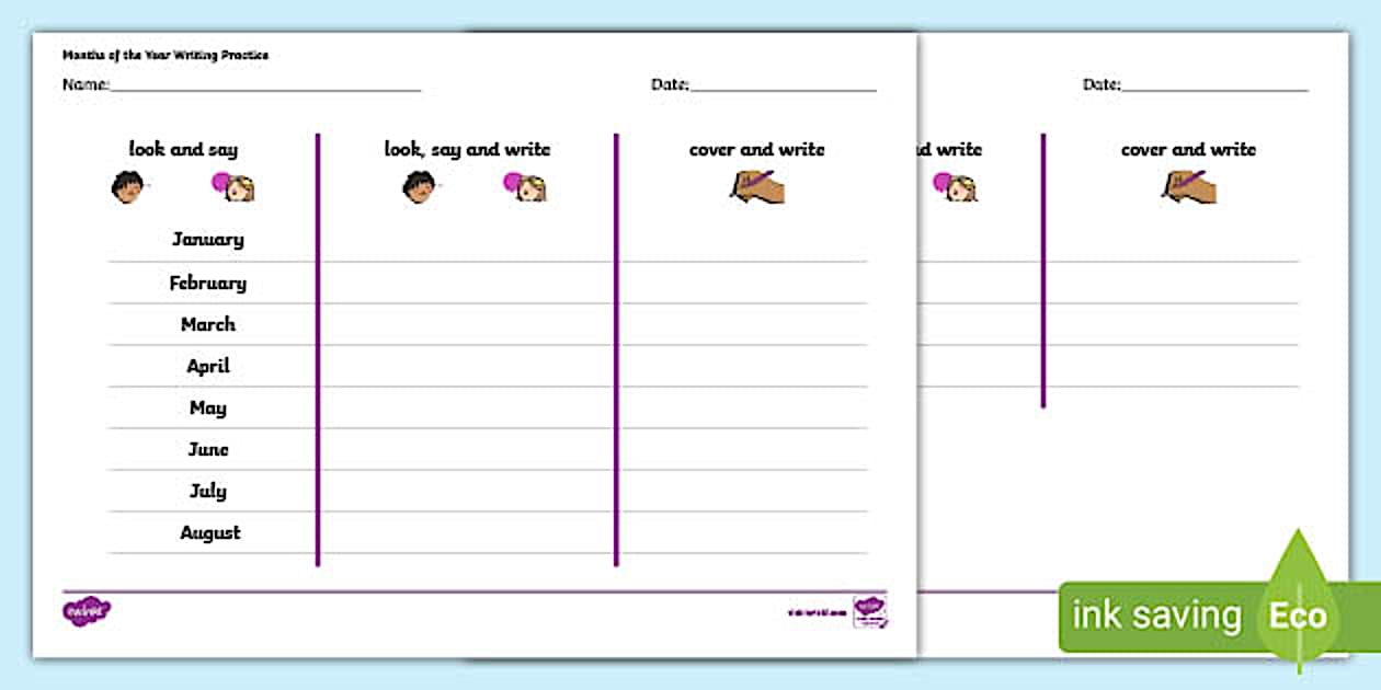 Months of the Year Writing Practice | Cursive Handwriting