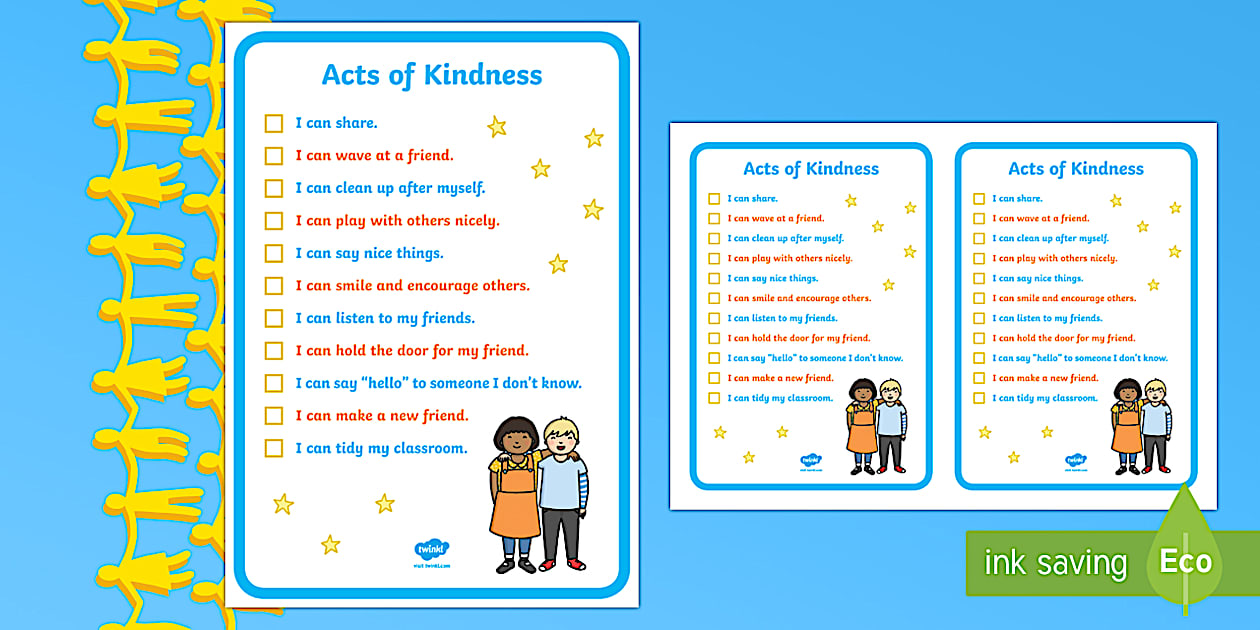Editable Twinkl Kindness Week Kind Acts Checklist - Twinkl