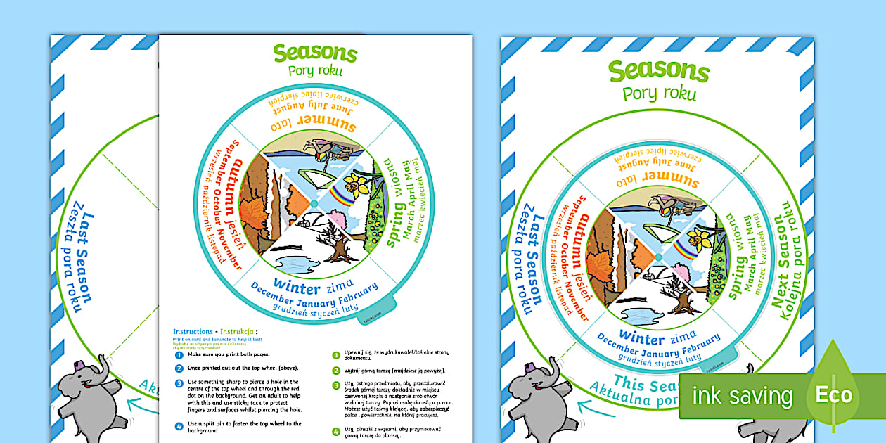 Seasons Sequencing Wheel Display Calendar English/Polish
