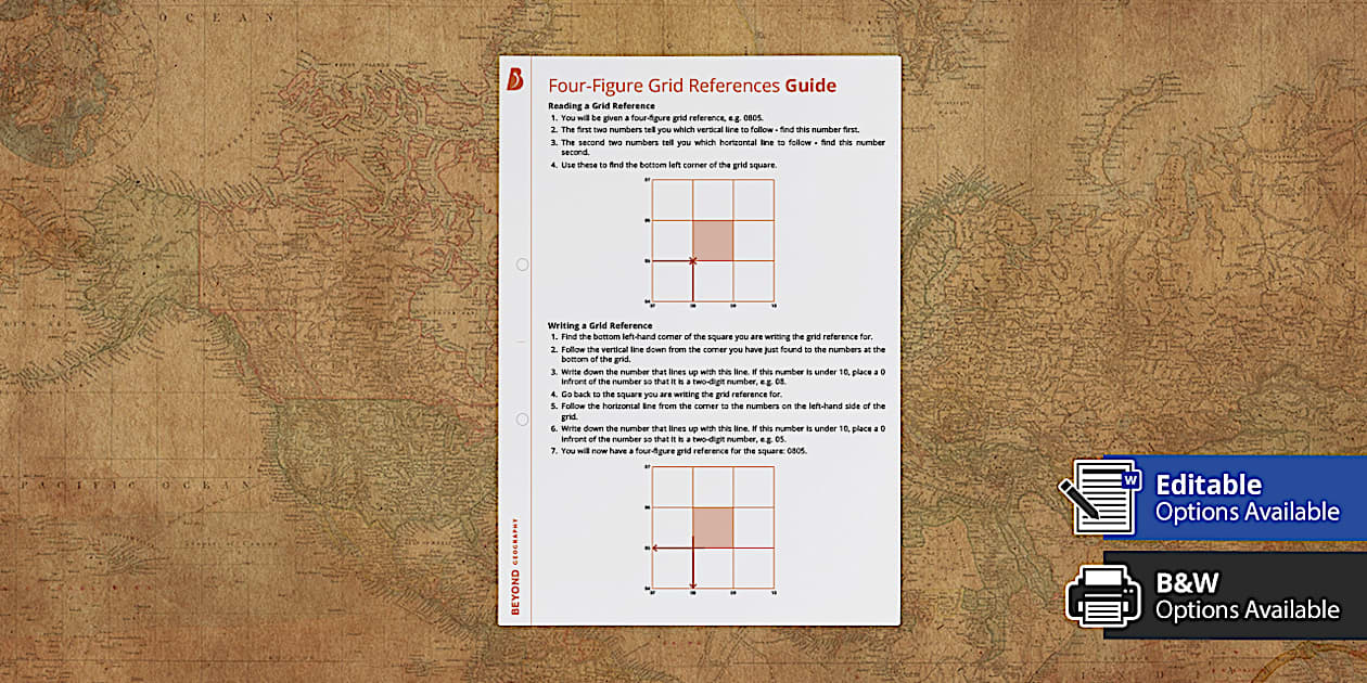 Four-Figure Grid References Guide (Teacher-Made) - Twinkl