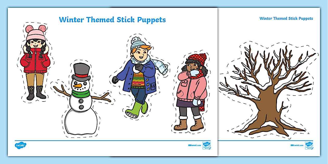 Winter Stick Puppets (teacher made) - Twinkl