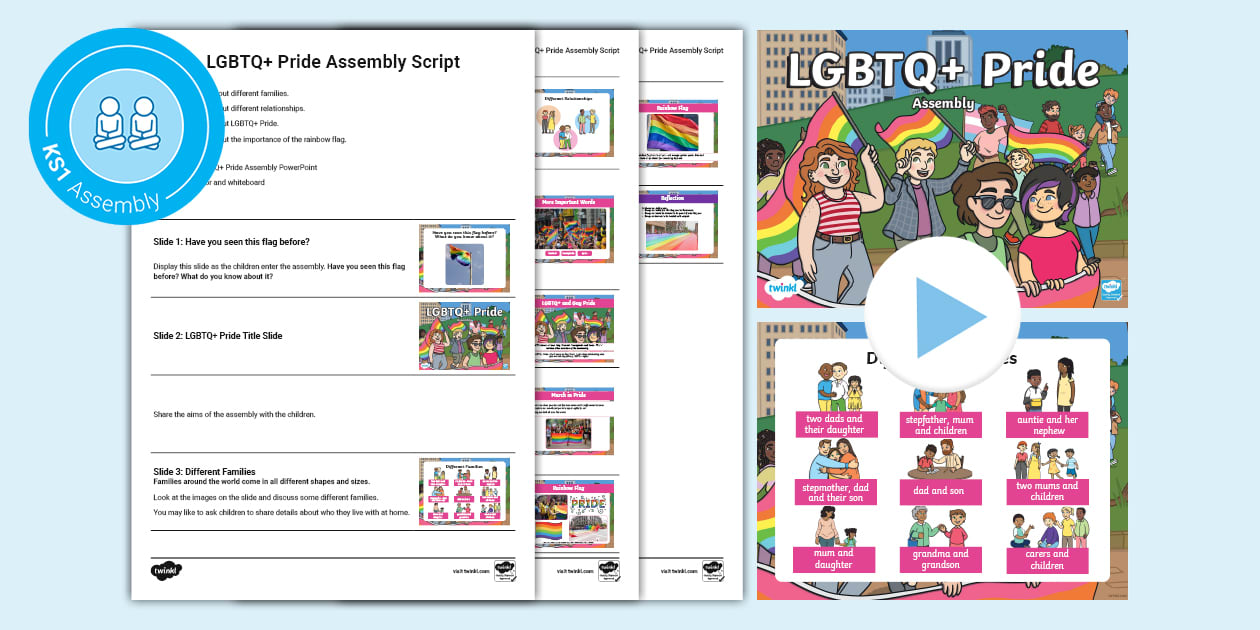 LGBT+ Pride Assembly Pack - KS1 RSE/PHSE Relationships