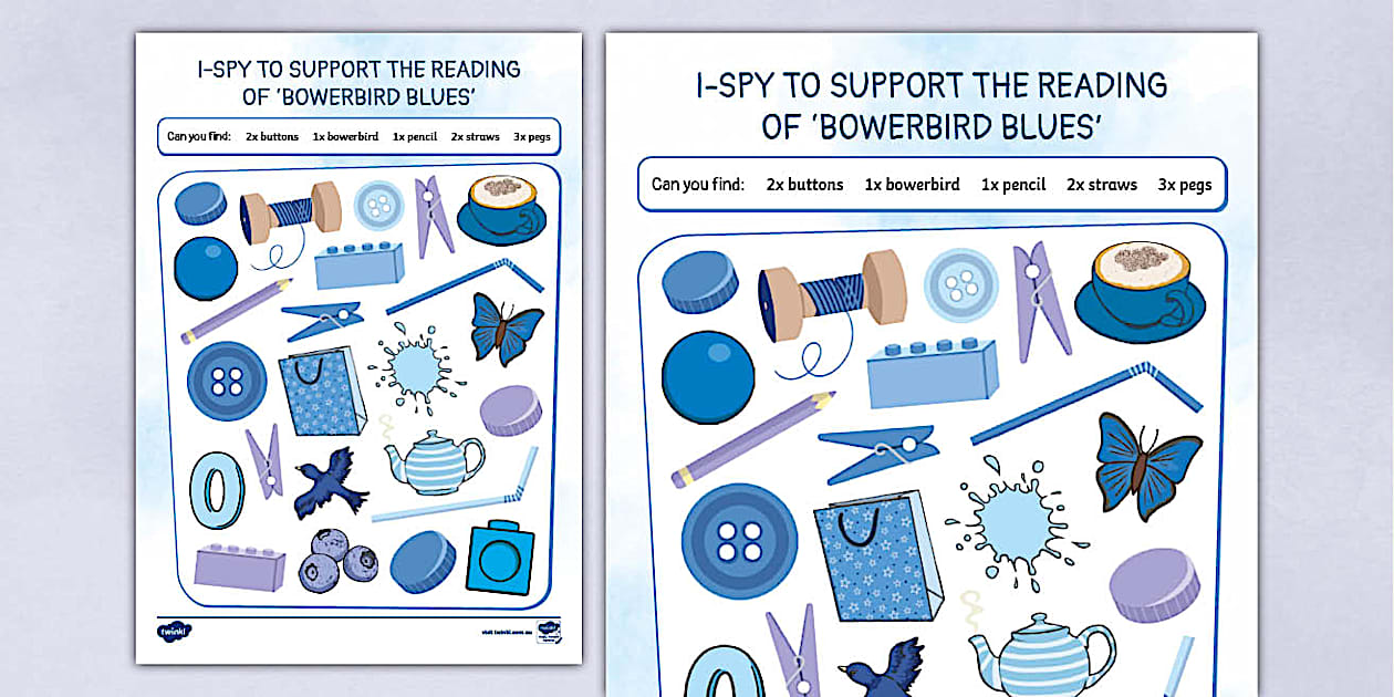 I-Spy to Support the Reading of ‘Bowerbird Blues' - Twinkl