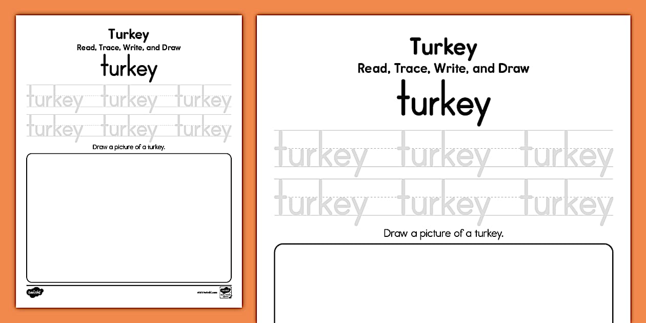 Turkey Tracing Worksheet and Drawing Worksheet | Twinkl USA
