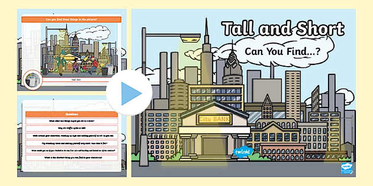 👉 Tall and Short Can You Find...? Prompt Question PowerPoint
