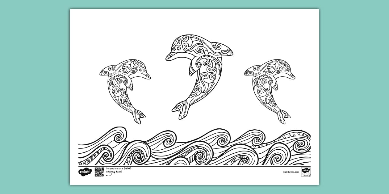 Dolphin Mindfulness Colouring,colouring,ks1,ks1 colouring,wet break