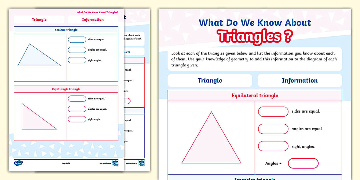 What Do We Know about Triangles? Activity Sheet - Twinkl