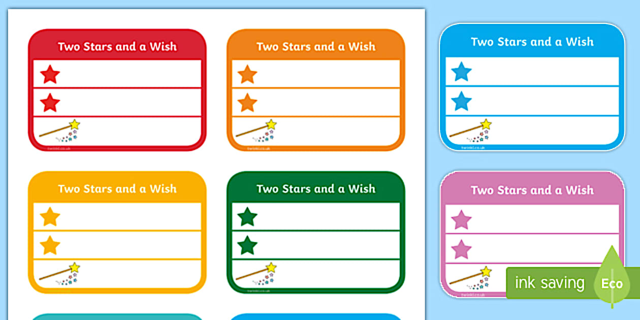 👉 2 Stars and a Wish Template - Labels - Feedback