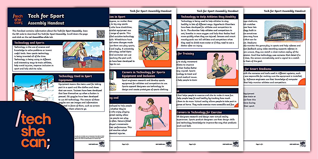 Tech for Sports Assembly Handout - Twinkl - Computing