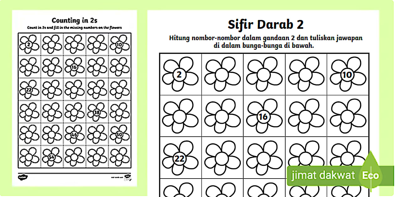 Latihan Sifir Darab 2 - Tema Bunga