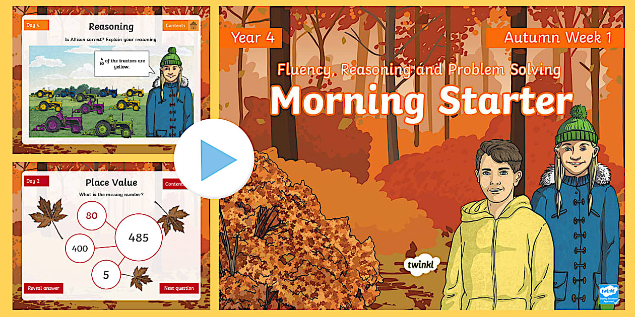 Maths Morning Starters Year 4 Autumn PowerPoint - Twinkl