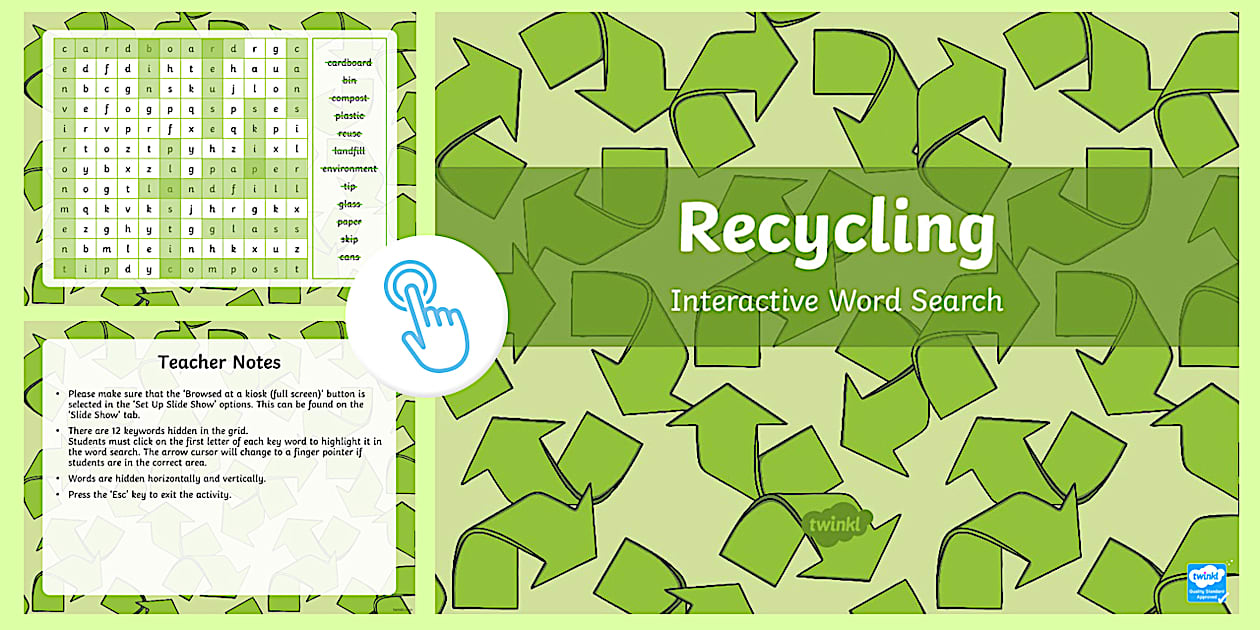 Recycling Interactive Word Search (teacher made) - Twinkl