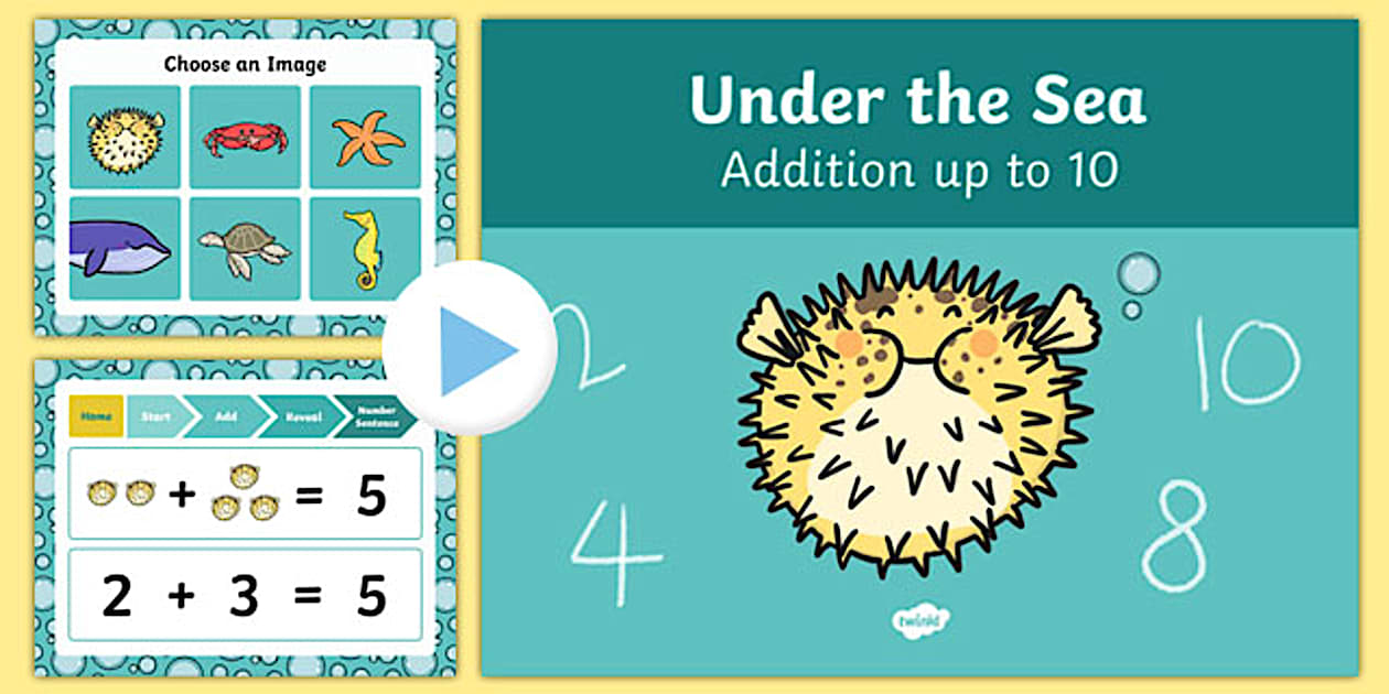 Under The Sea Themed Addition to 10 PowerPoint - Twinkl
