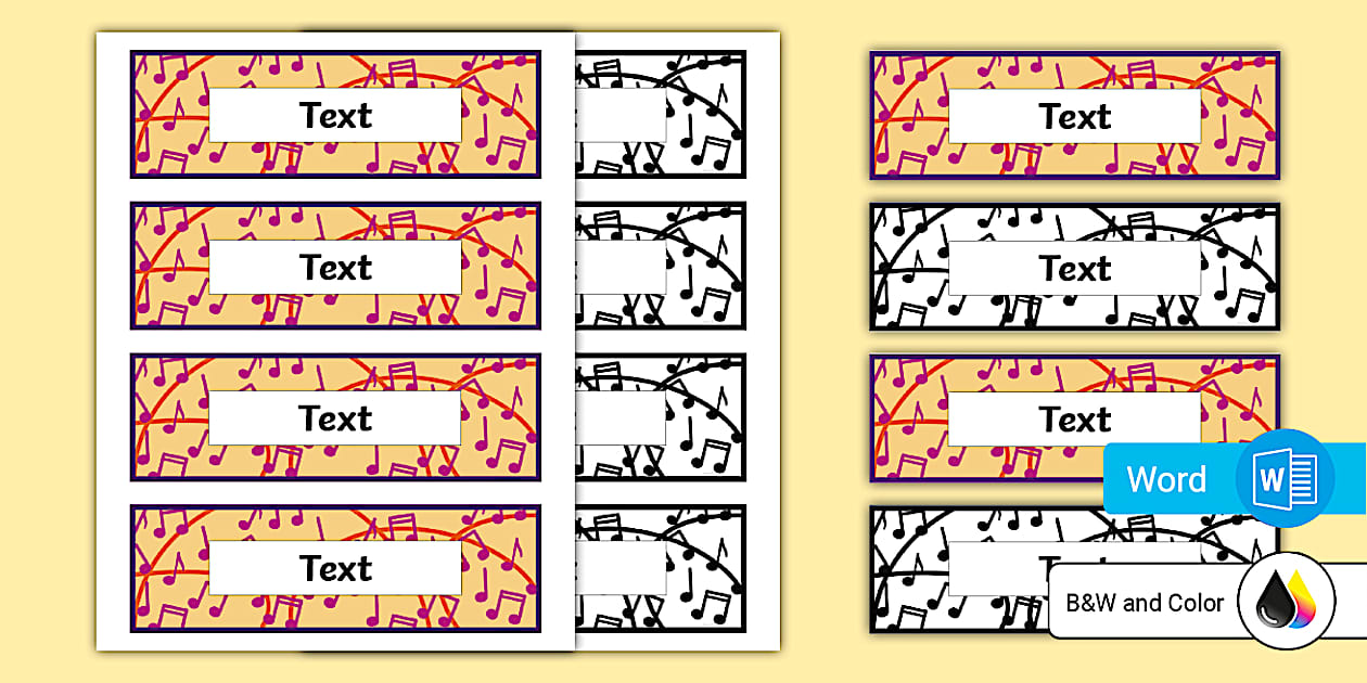 Editable Music Warms Our Hearts Theme Labels