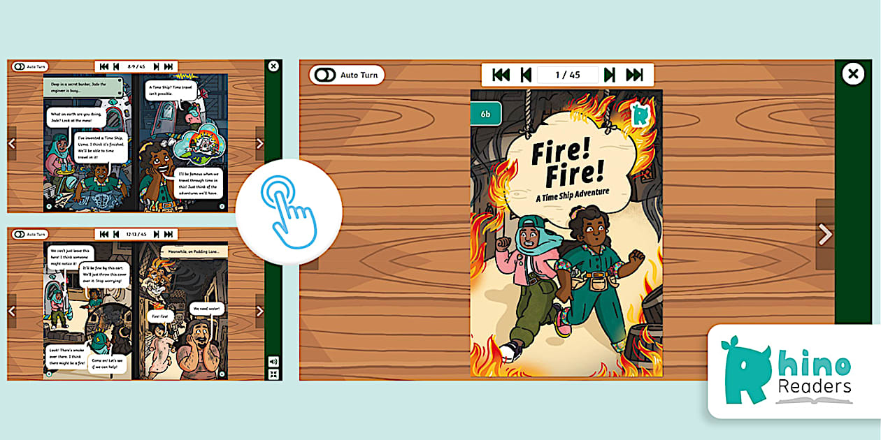 Phonics Comic Book | Fire! Fire! A Time Ship Adventure