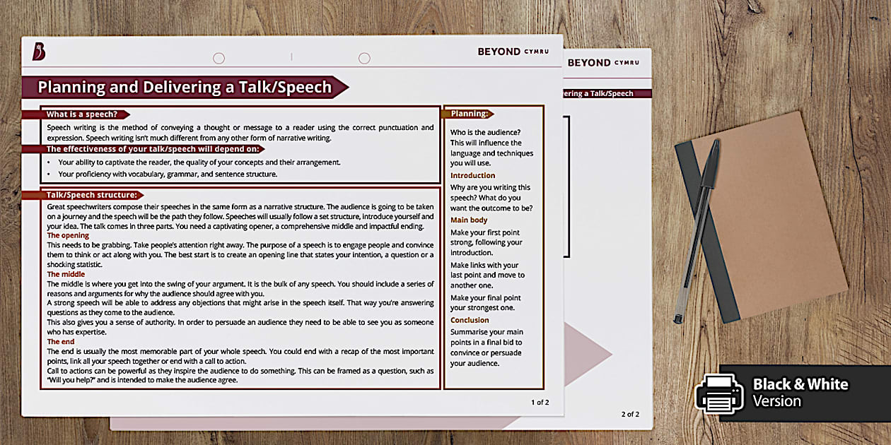 Language Activity Mat: Planning and Delivering a Talk/Speech