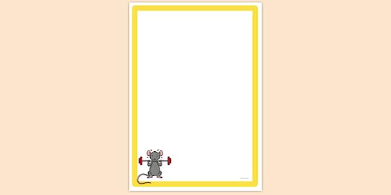Simple Blank Mouse Lifting Weights Page Border - Twinkl