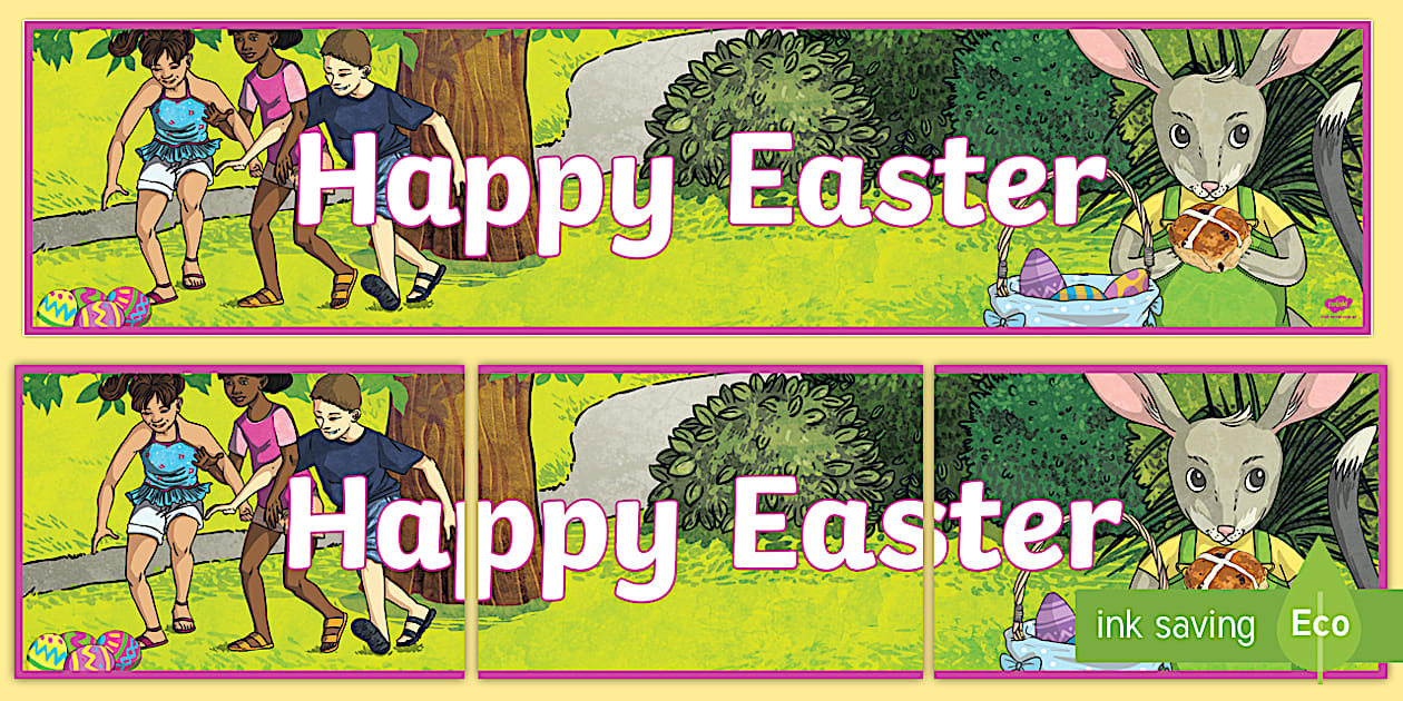 Happy Easter Writing Banner - Classroom and Home Decorations