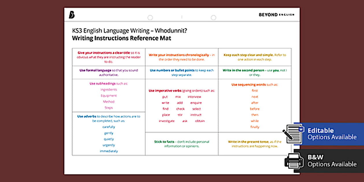 Instructional Writing Checklist | KS3 Non Fiction Unit | Beyond