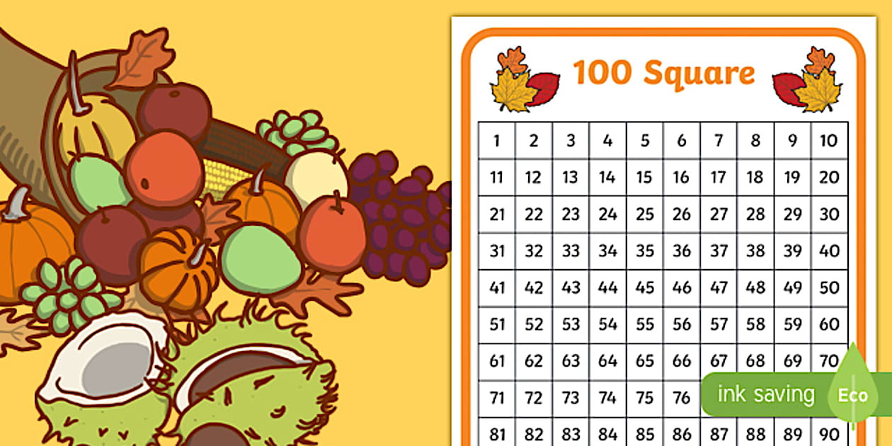 Autumn Number Square (teacher made) - Twinkl