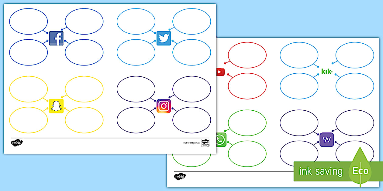 Editable Social Media - Mind Map Word Template - Twinkl