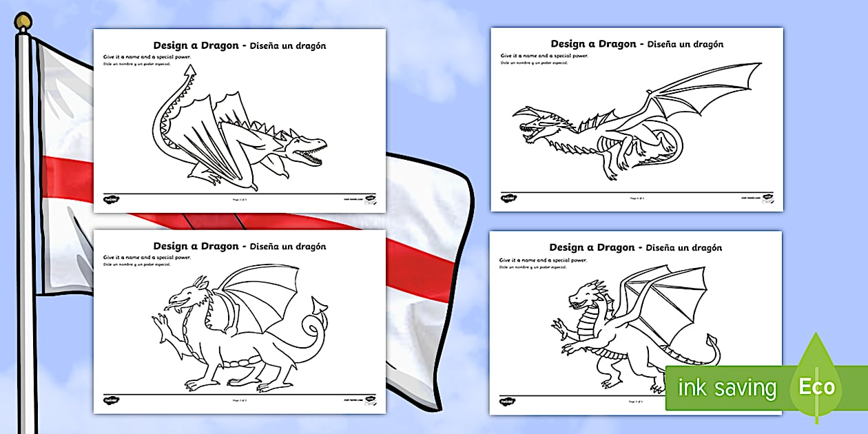 St. George's Day Design a Dragon Worksheets English/Spanish