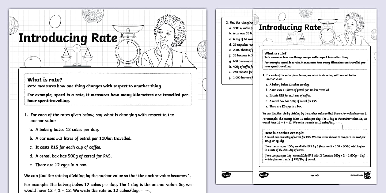 Introducing Rate - Notes and Activities (teacher made)