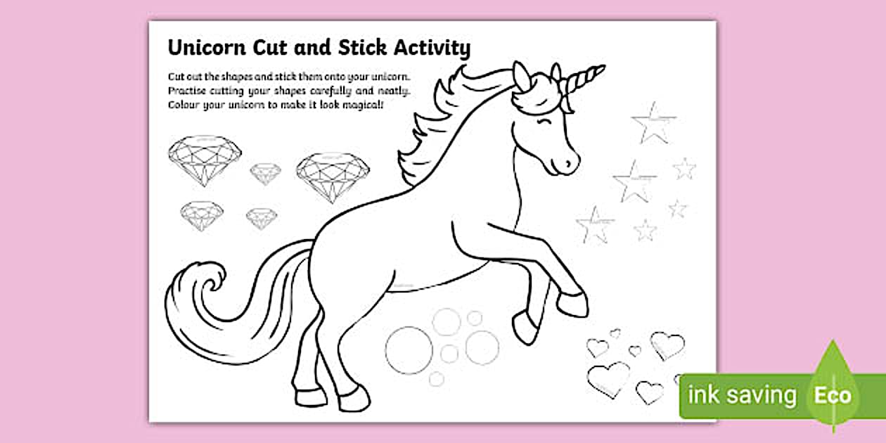 Unicorn Cut and Stick Activity - Twinkl