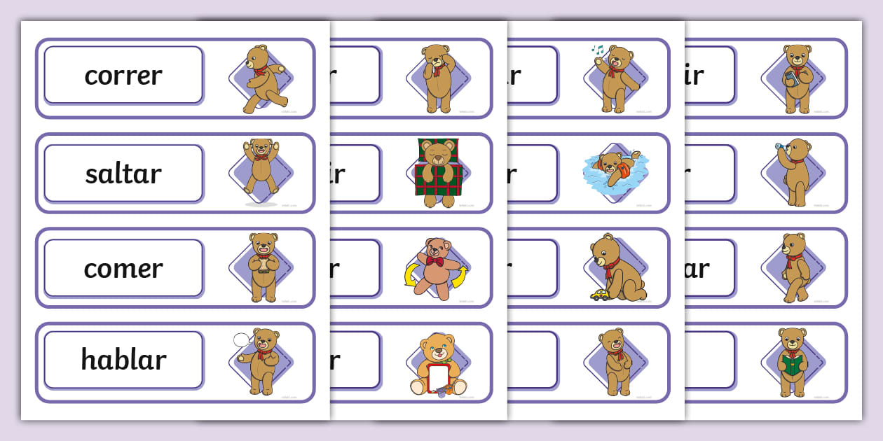 Tarjetas de vocabulario: Los verbos de acción - Twinkl