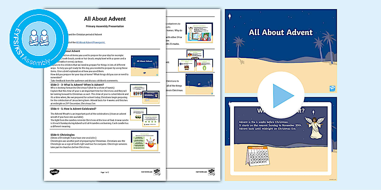 EYFS/KS1 Advent Assembly Pack (teacher made) - Twinkl
