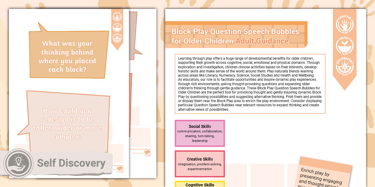 Block Play Question Speech Bubbles for Older Children