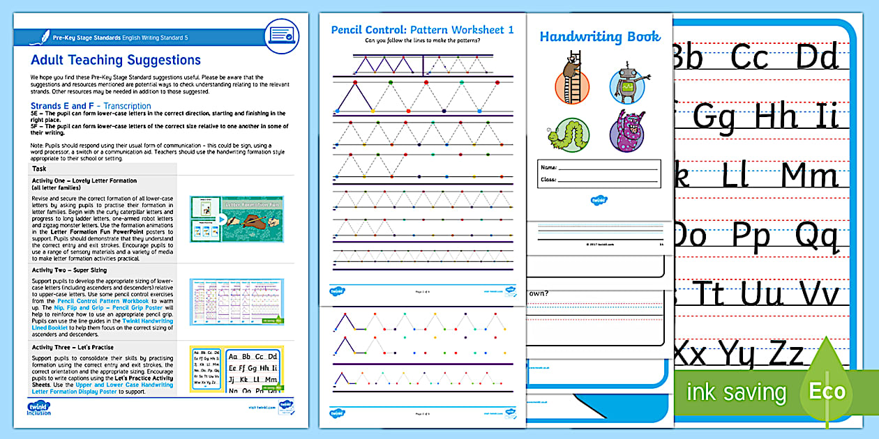 Pre-Key Stage Standards English Writing Standard 5 Strand E and F Resource